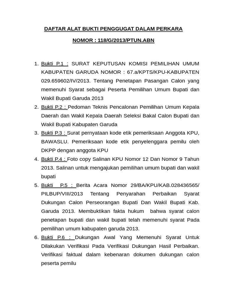 Daftar Alat Bukti | PDF