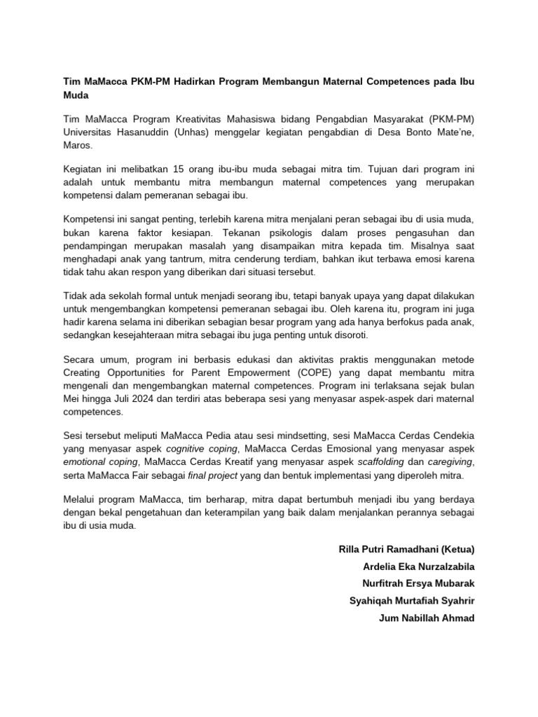 Rilis PKM-PM MaMacca | PDF