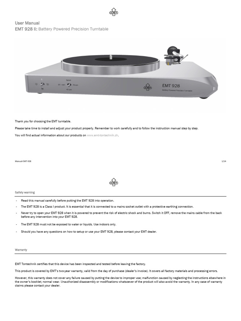 Manual EMT 928 | PDF