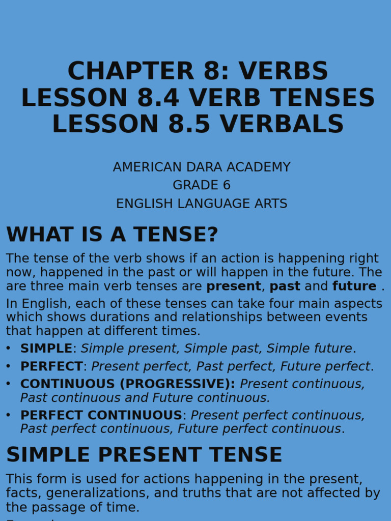 GRADE 6: ELA (Verb Tenses) | PDF