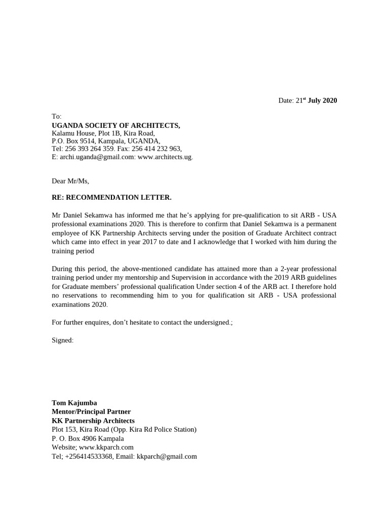 USA Recommendation Letter | PDF