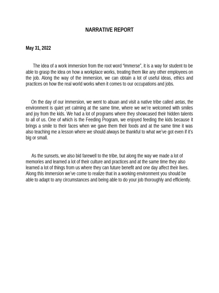 Narrative Report | PDF