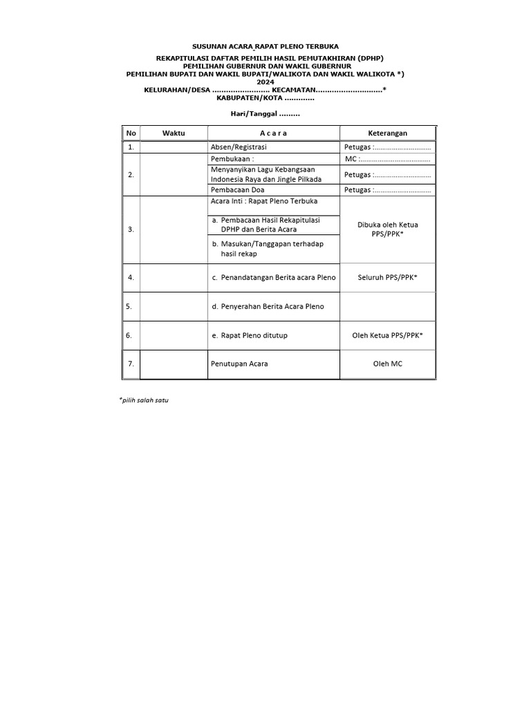 Rundown Acara DPHP | PDF