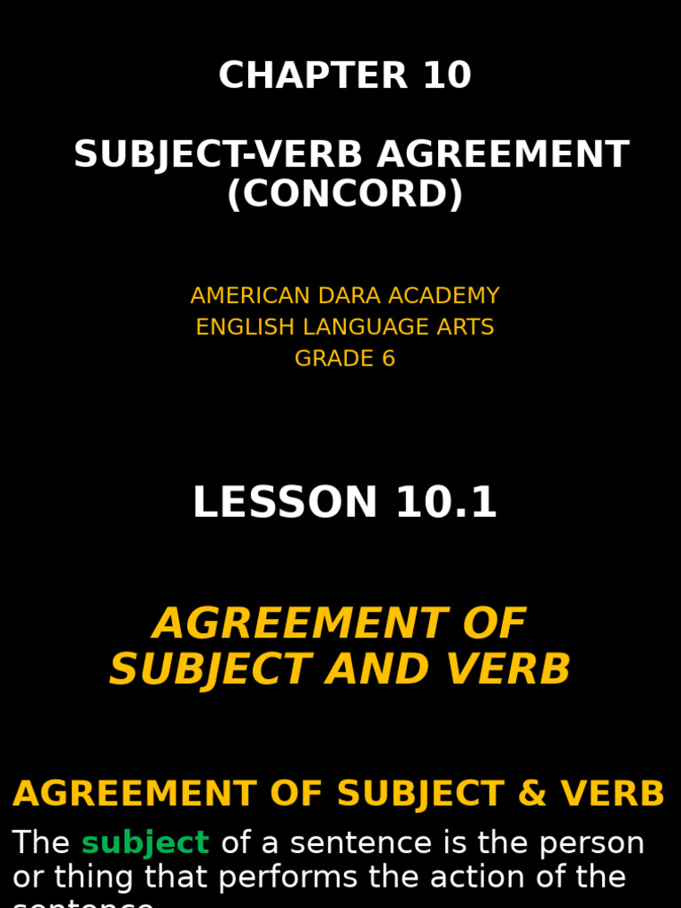 Grade 6: ELA (Subject-Verb Agreement) | PDF | Subject (Grammar ...