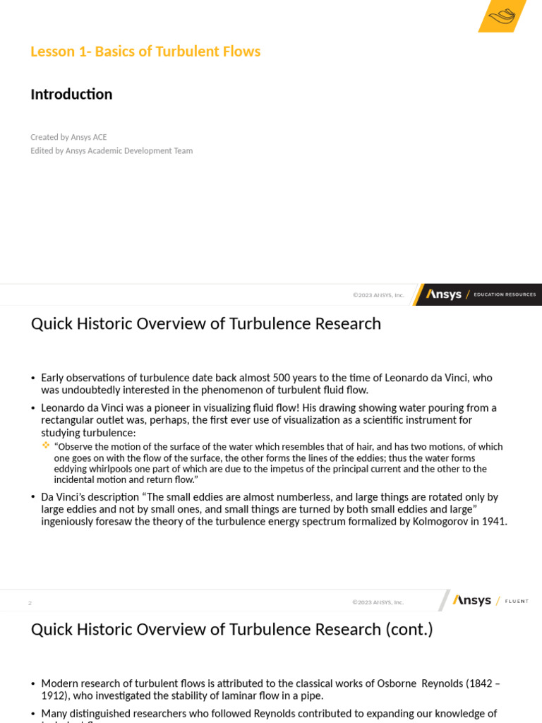 1-Lesson 1 Intro Basics of Turbulent Flows | PDF