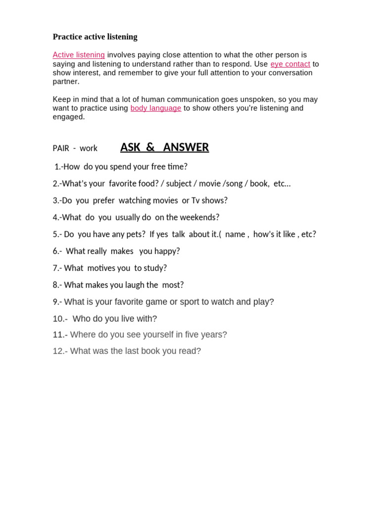 PAIR - WORK Questions | PDF