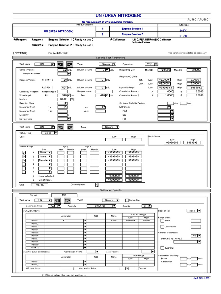 Un (Urea Nitrogen) For Au480, Au680 | PDF