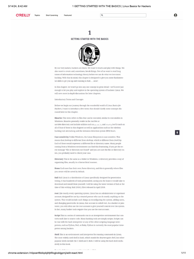 1 Getting Started With The Basics - Linux Basics For Hackers | PDF