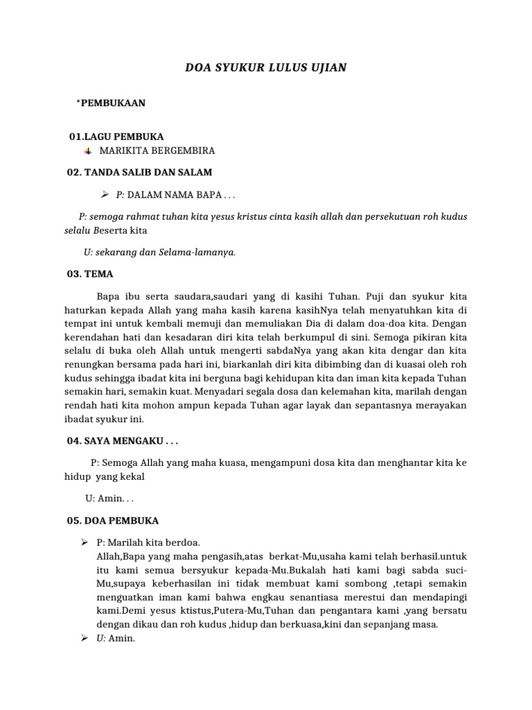 Doa Syukur Lulus | PDF