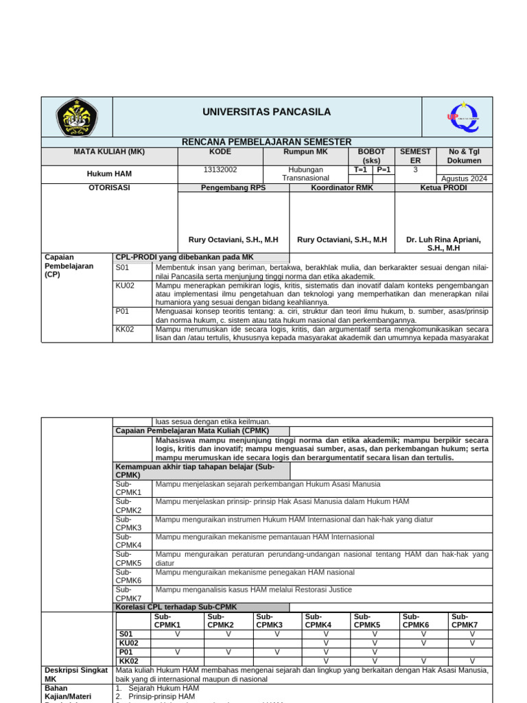 Rps Hukum Ham Obe 2024 - Rury Octaviani Final Ok | PDF