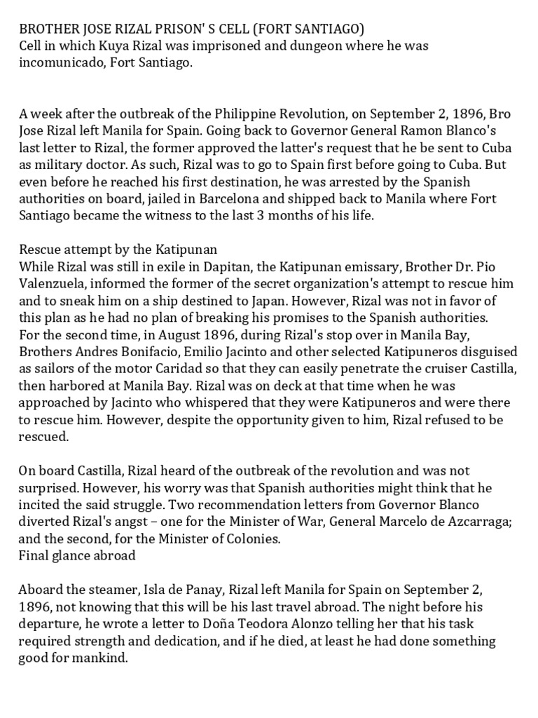 Brother Jose Rizal Prison | PDF