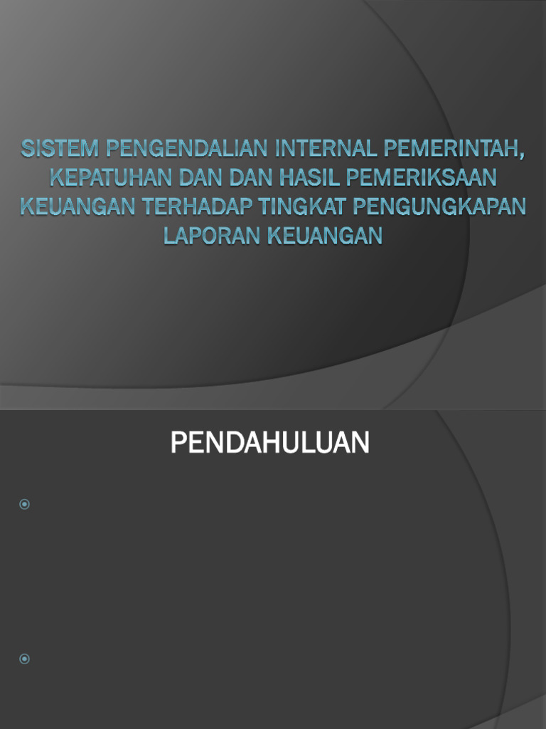 Sistem Pengendalian Internal Pemerintah, Kepatuhan Dan Dan Hasil Pemeriksaan | PDF | Bisnis