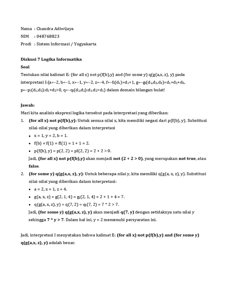 Diskusi 7 Logika Informatika | PDF