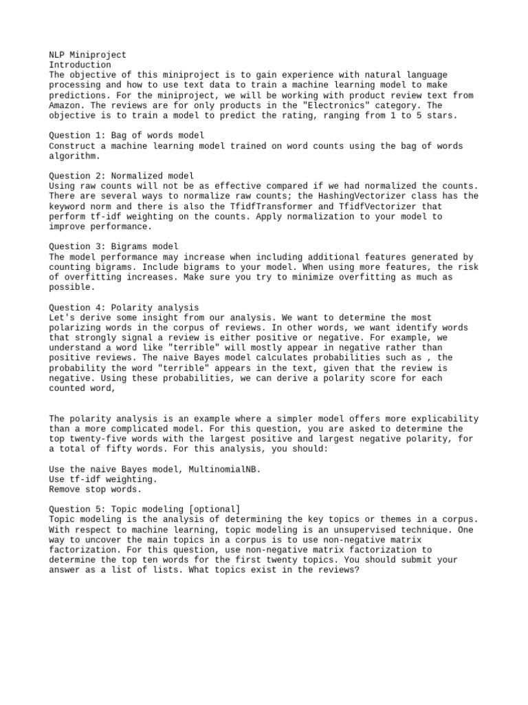 NLP Project Details | PDF