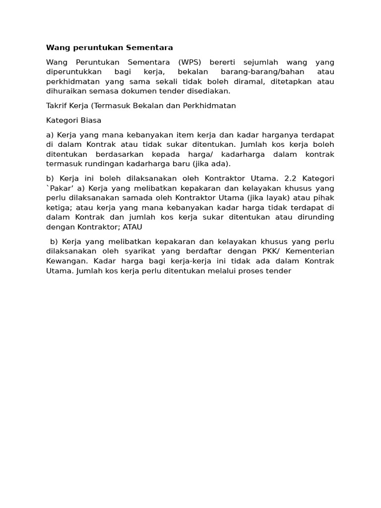 Wang Peruntukan Sementara | PDF