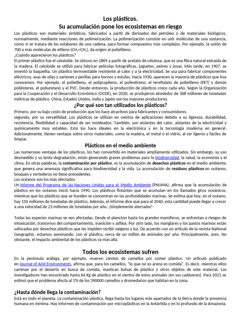 Taller Sobre Los Plasticos | PDF