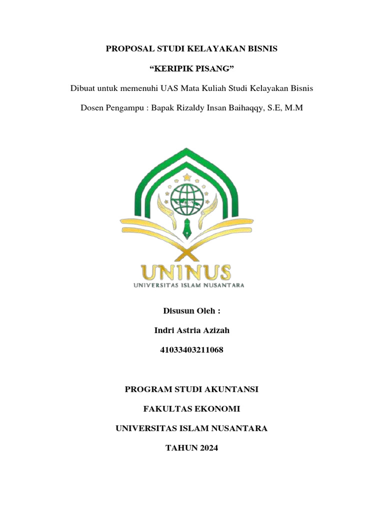 Proposal Studi Kelayakan Bisnis Keripik | PDF