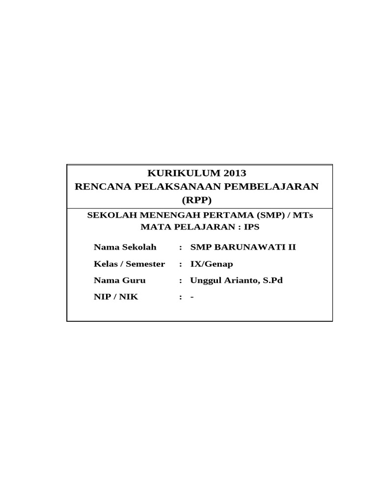 RPP Semester 2 | PDF