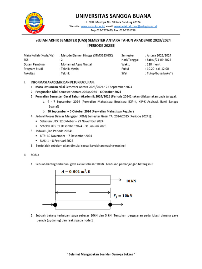 UAS Metode Elemen Hingga - Candra Eka Wijayanto | PDF