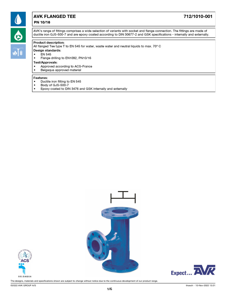 AVK Flange Tee Brochure | PDF