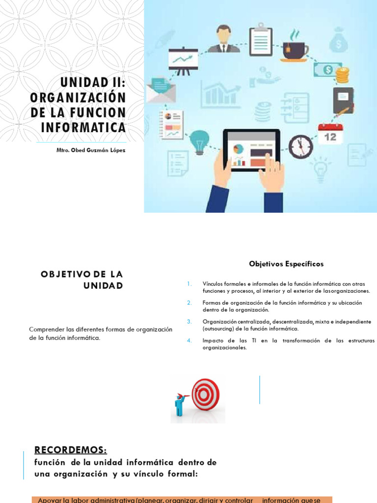 Unidad 2 Organizacion de La FI Funcion de Informatica | PDF