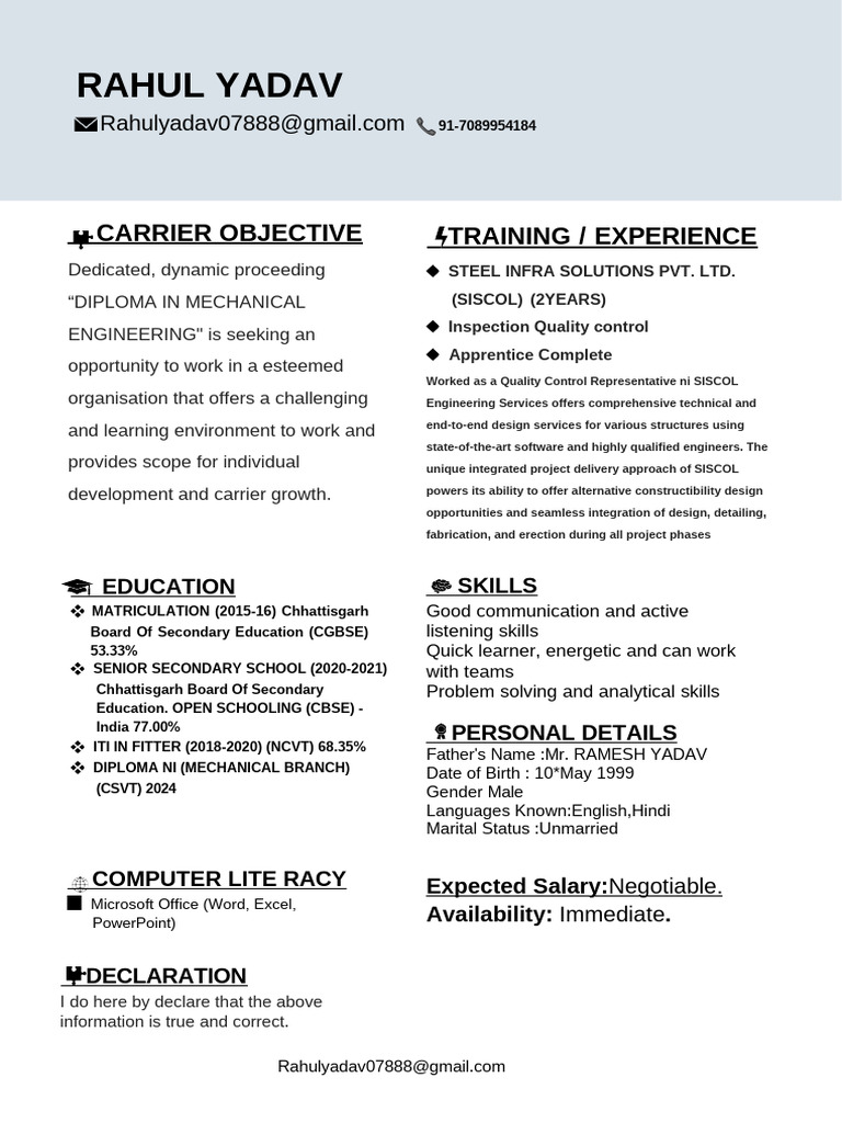 Resume Formate | PDF