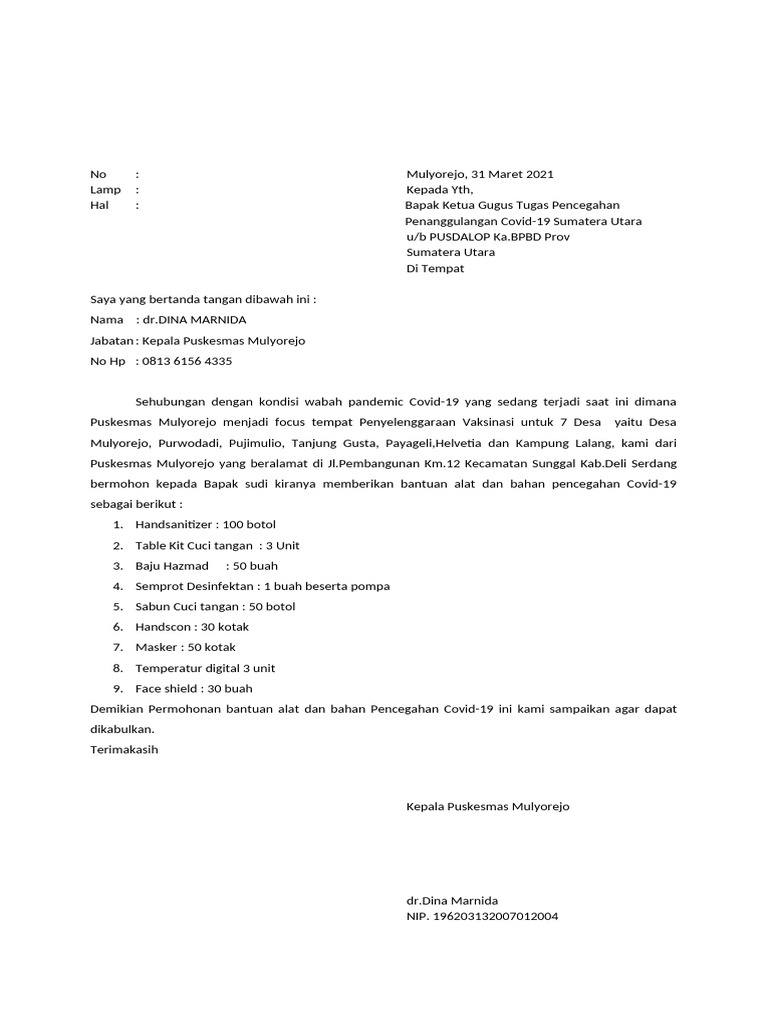 Surat Permohonan Ke BPBD | PDF