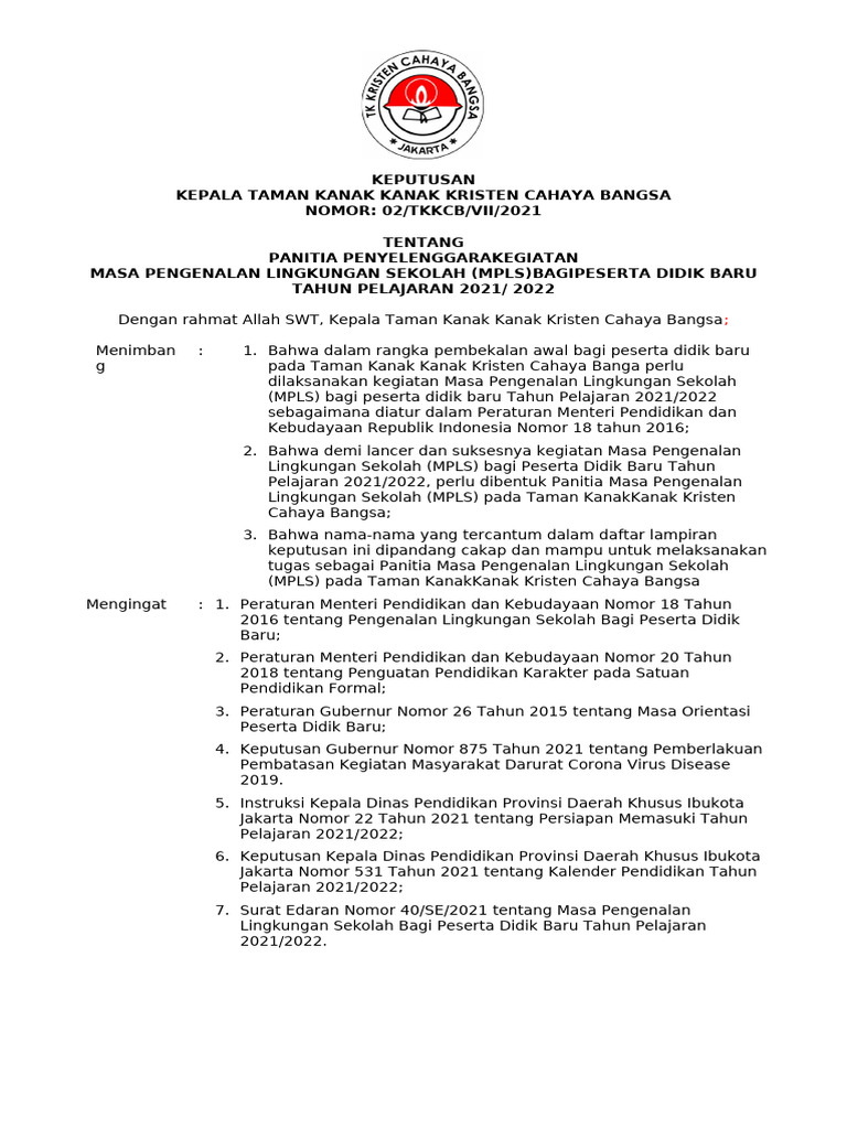 Contoh SK Mpls - Docx Edit | PDF