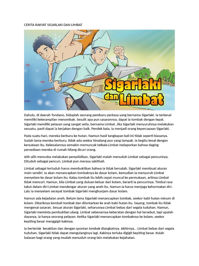 Cerita Rakyat Sigarlaki Dan Limbat | PDF
