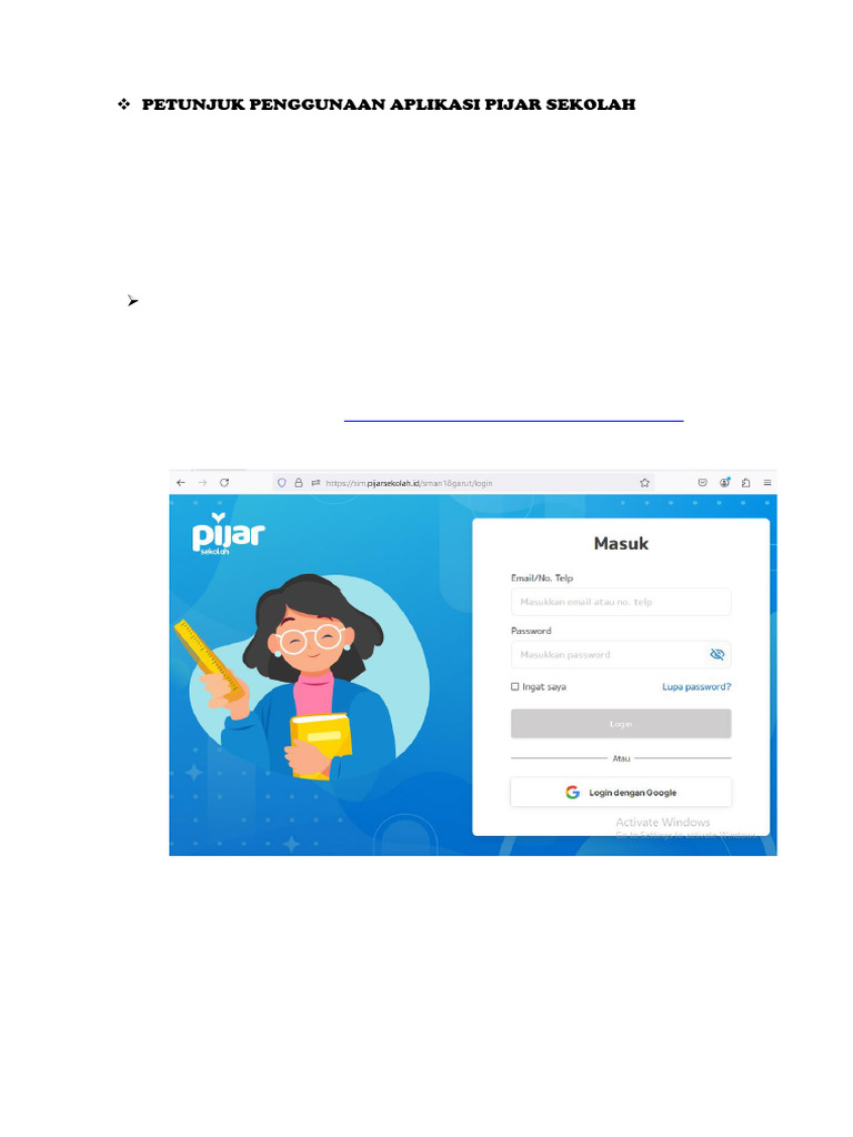 Login Pijar Sekolah - Untuk Guru-1 | PDF