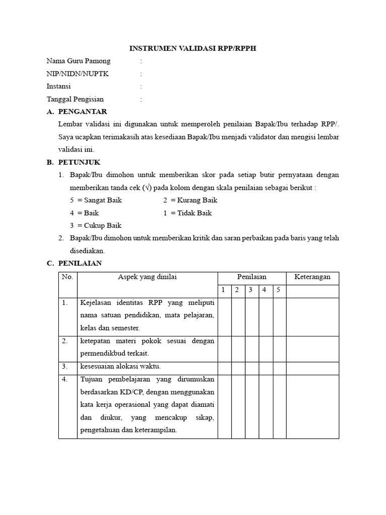 VALIDASI RPPH-digabungkan | PDF