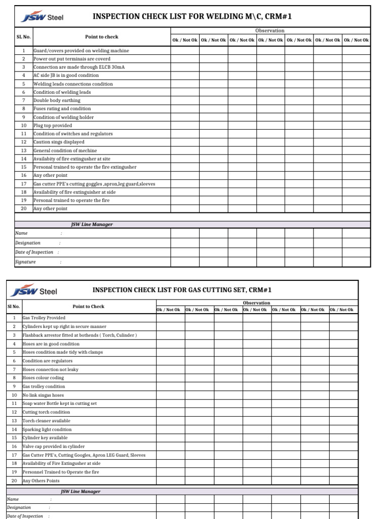 Safety Inspection Check List | PDF