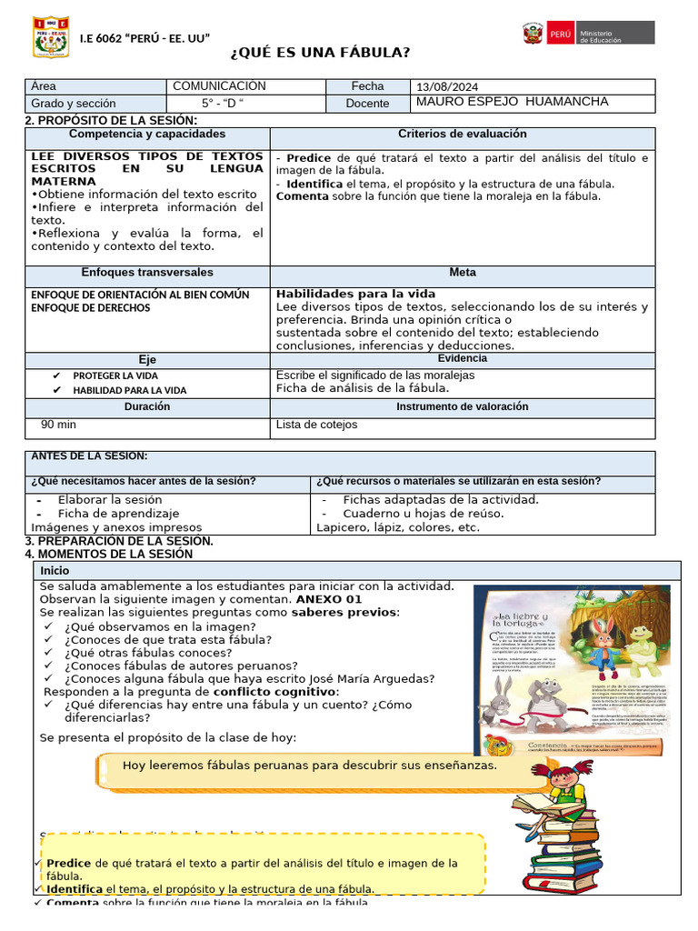 5°-Com-Leemos Fábulas | PDF