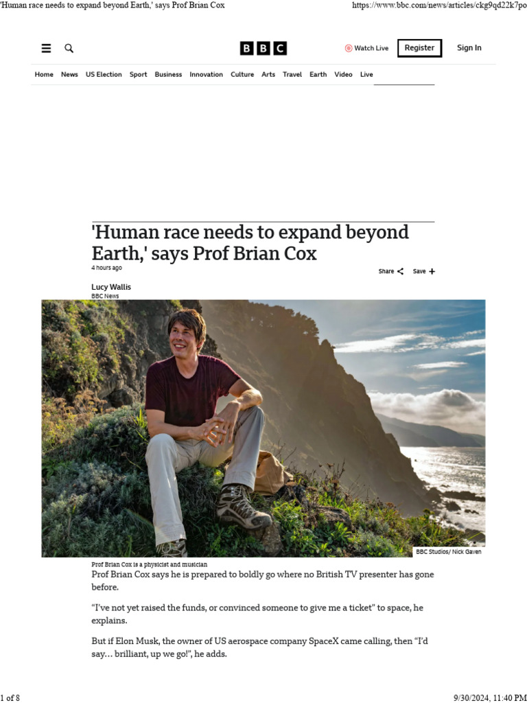 'Human Race Needs To Expand Beyond Earth | PDF