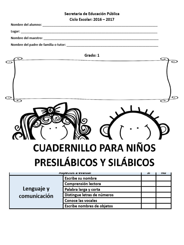 Cuadernillo Cuadernillo para Niños Presilábicos y Silábicos | PDF