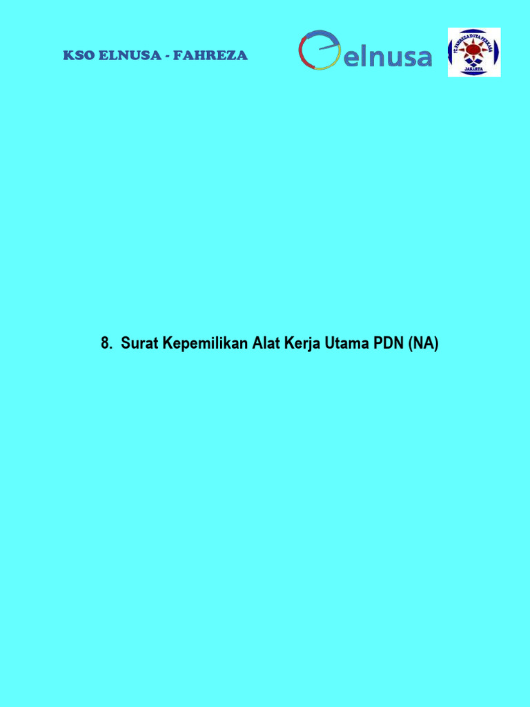 Surat Kepemilikan Alat Kerja Utama PDN (NA) | PDF