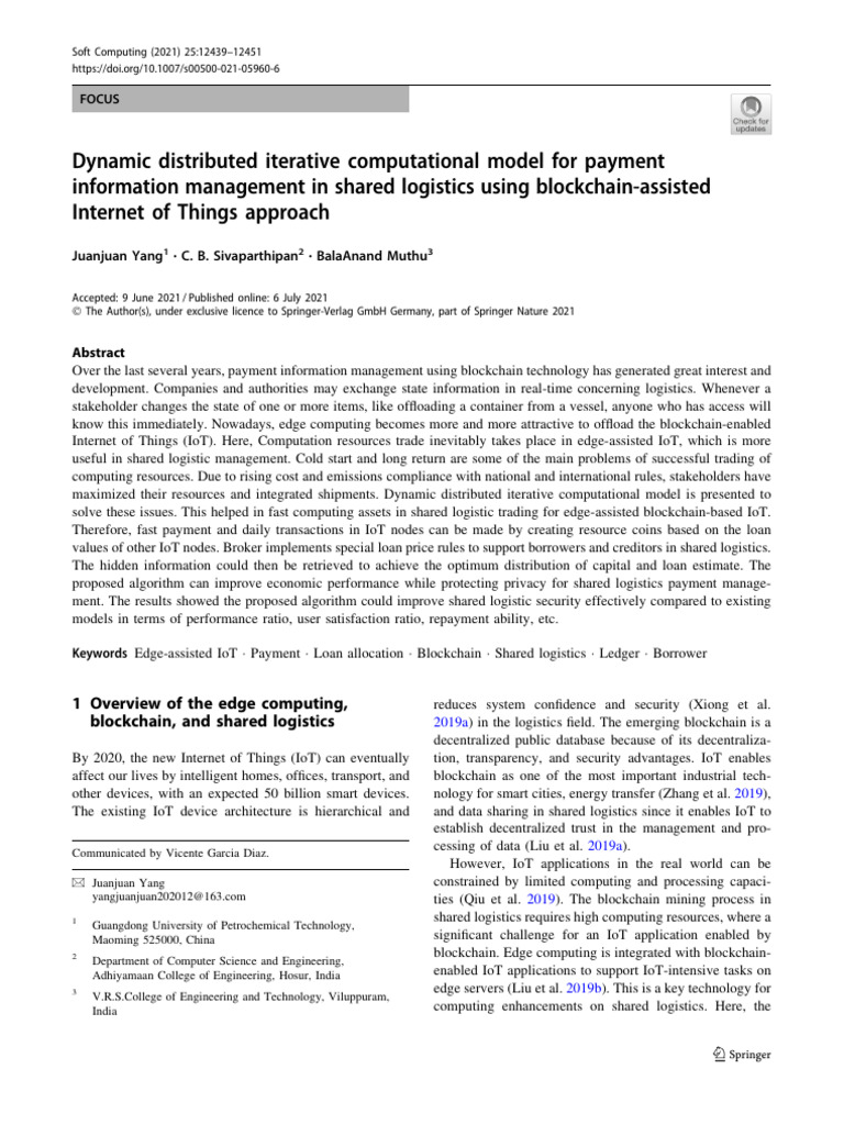 Dynamic Distributed Iterative Computational Model For Payment Information Management in Shared ...