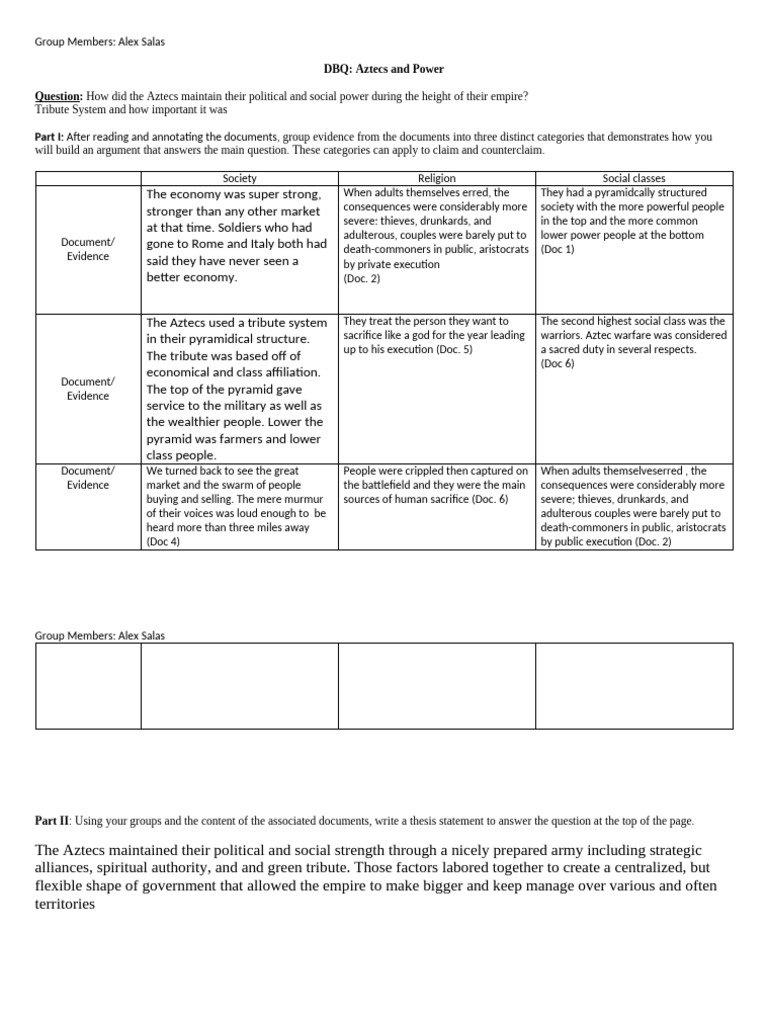 Aztec Mini-DBQ Planning Sheet (NEW) | PDF