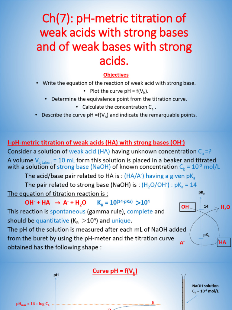 CH (7) - Titration Weak-Strong Acid-Base. | PDF | Chemistry | Titration