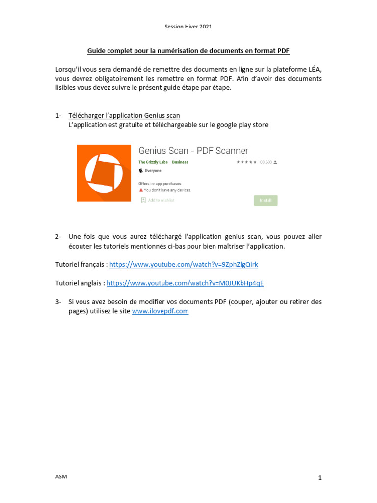 Guide de Numérisation PDF - Android | PDF