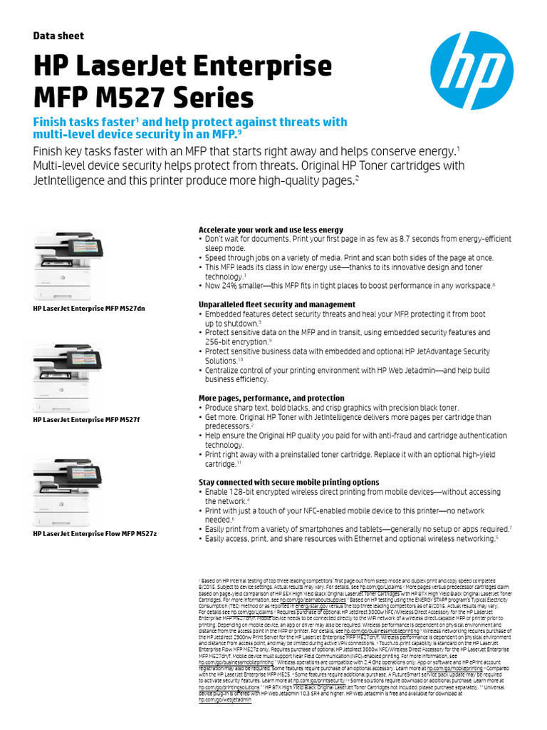 Ficha Tecnica M527 MFP | PDF