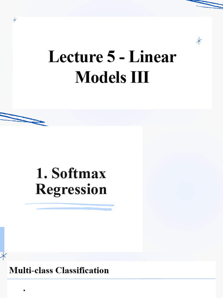 Lecture 5 - Linear Models III | PDF Lecture 5 - Linear Models III | PDF