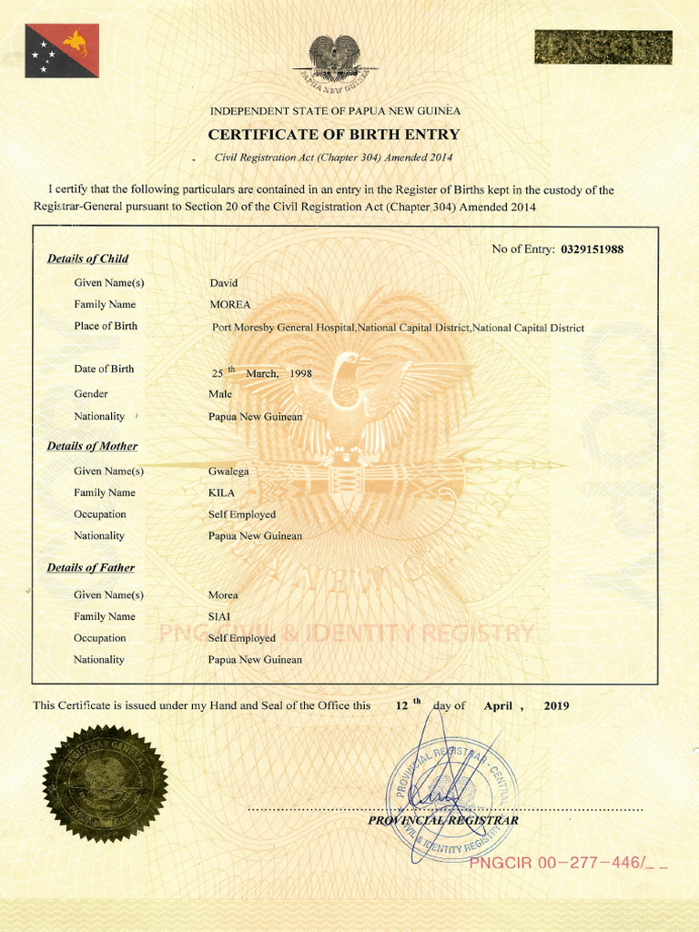 David Morea - NID Cert & Card | PDF