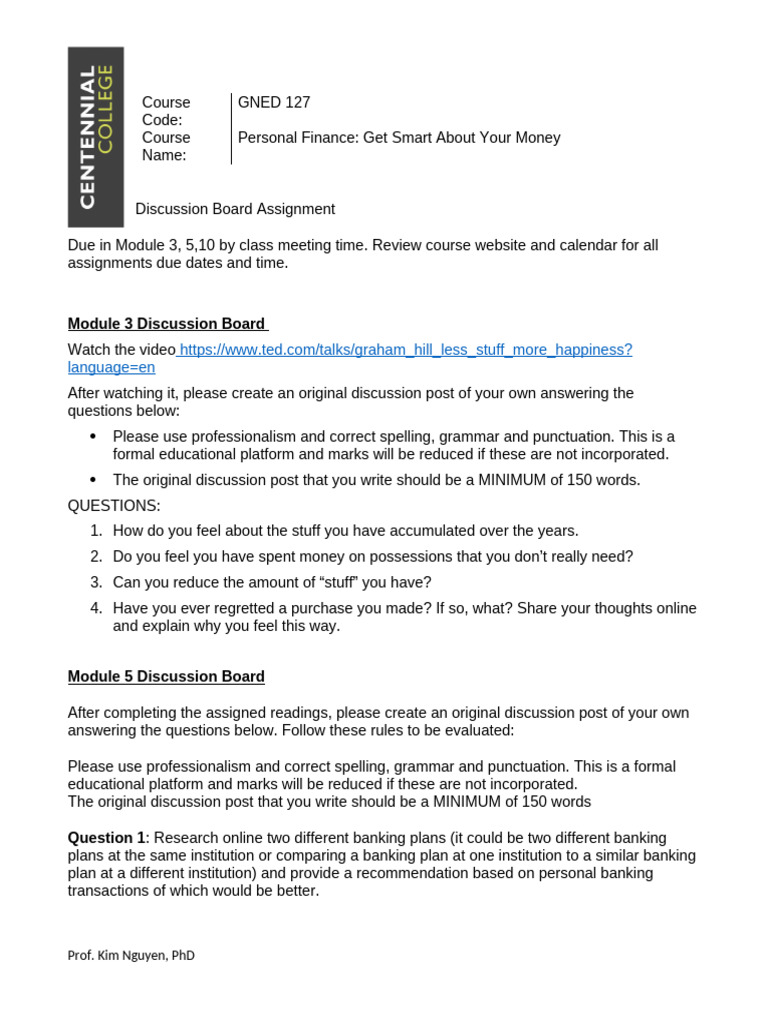 Discussion Board Assignment | PDF