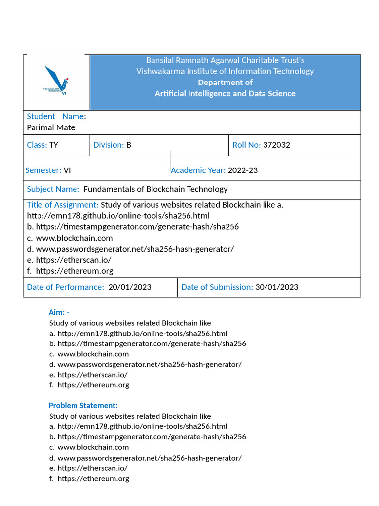 TY B 10 Jayendra Borse FBT Assignment 01 | PDF