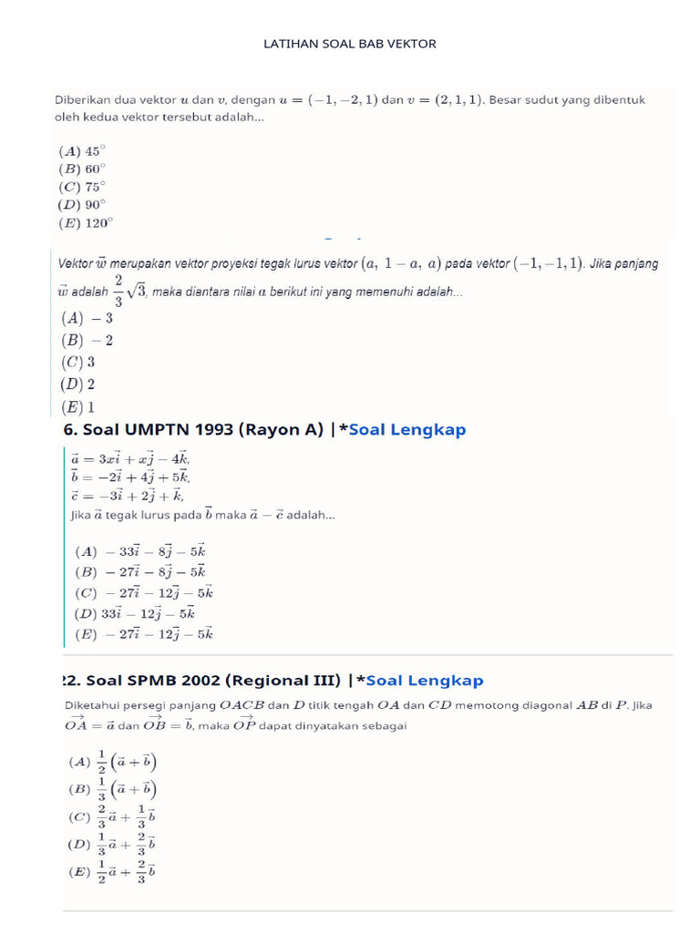 Latihan Soal Bab Vektor | PDF