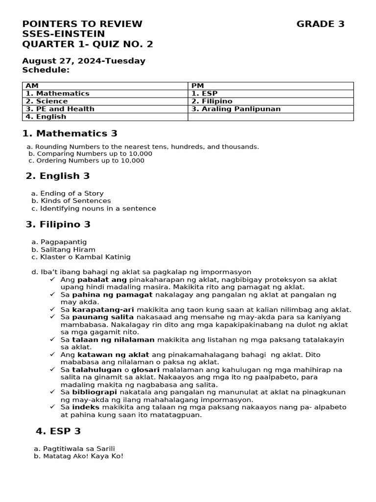 Pointers To Review Q1 Quiz No. 2 | PDF | Temperature | Freezing
