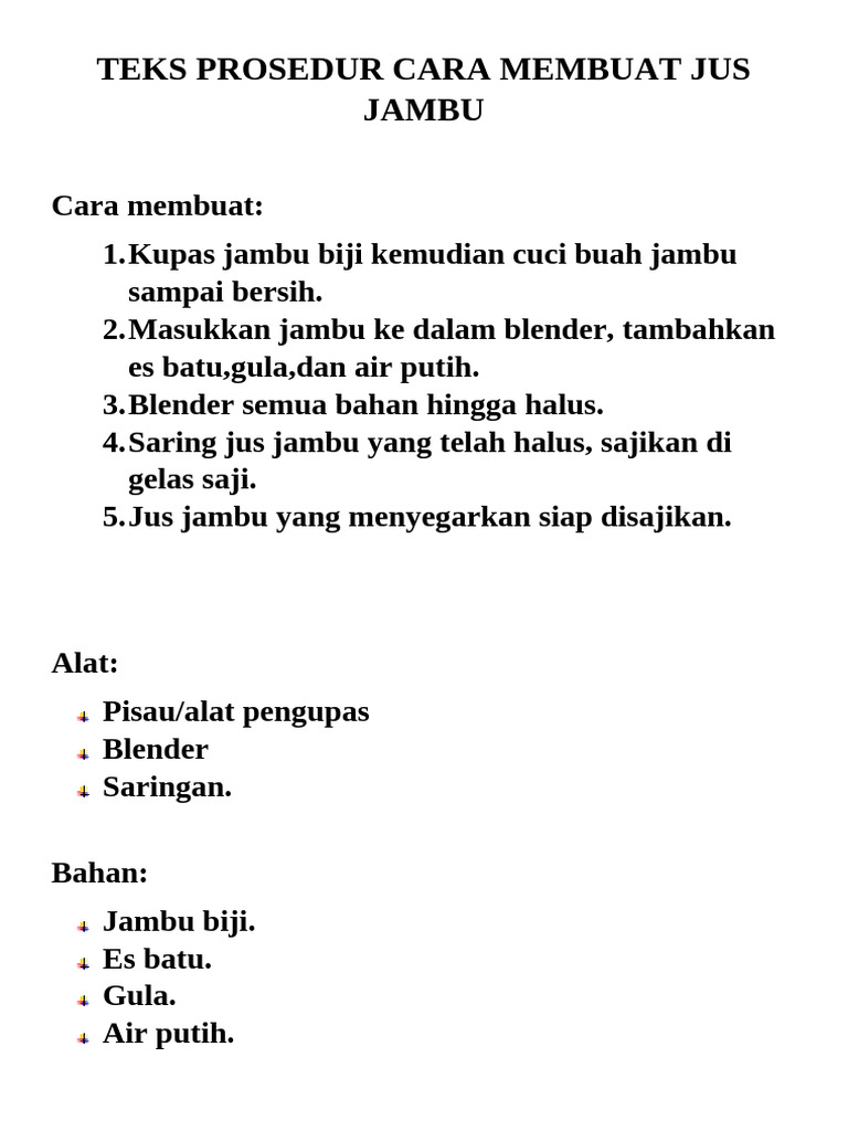 Teks Prosedur Cara Membuat JUS JAMBU | PDF