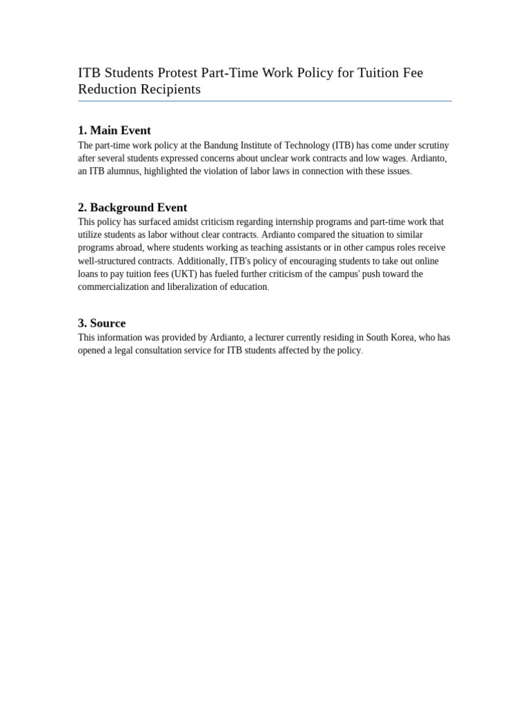 Updated ITB PartTime Work Policy Report | PDF