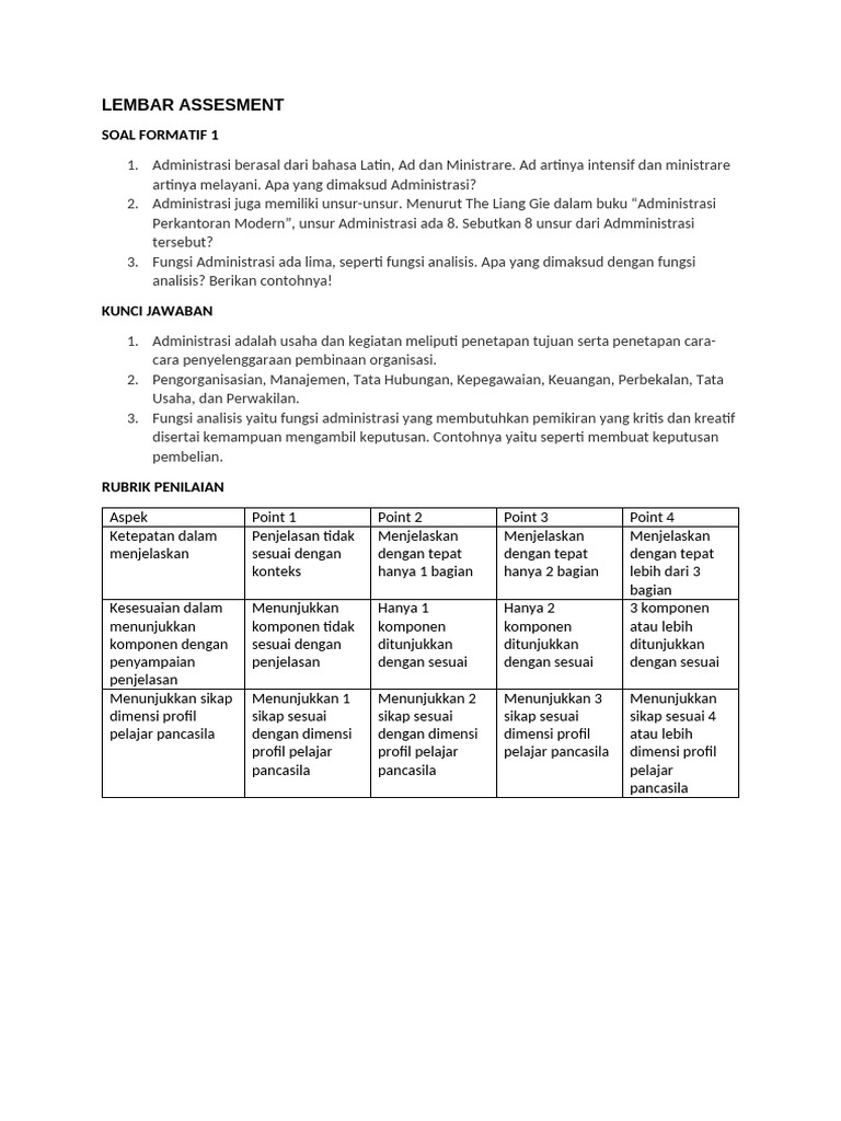Lembar Assesment | PDF